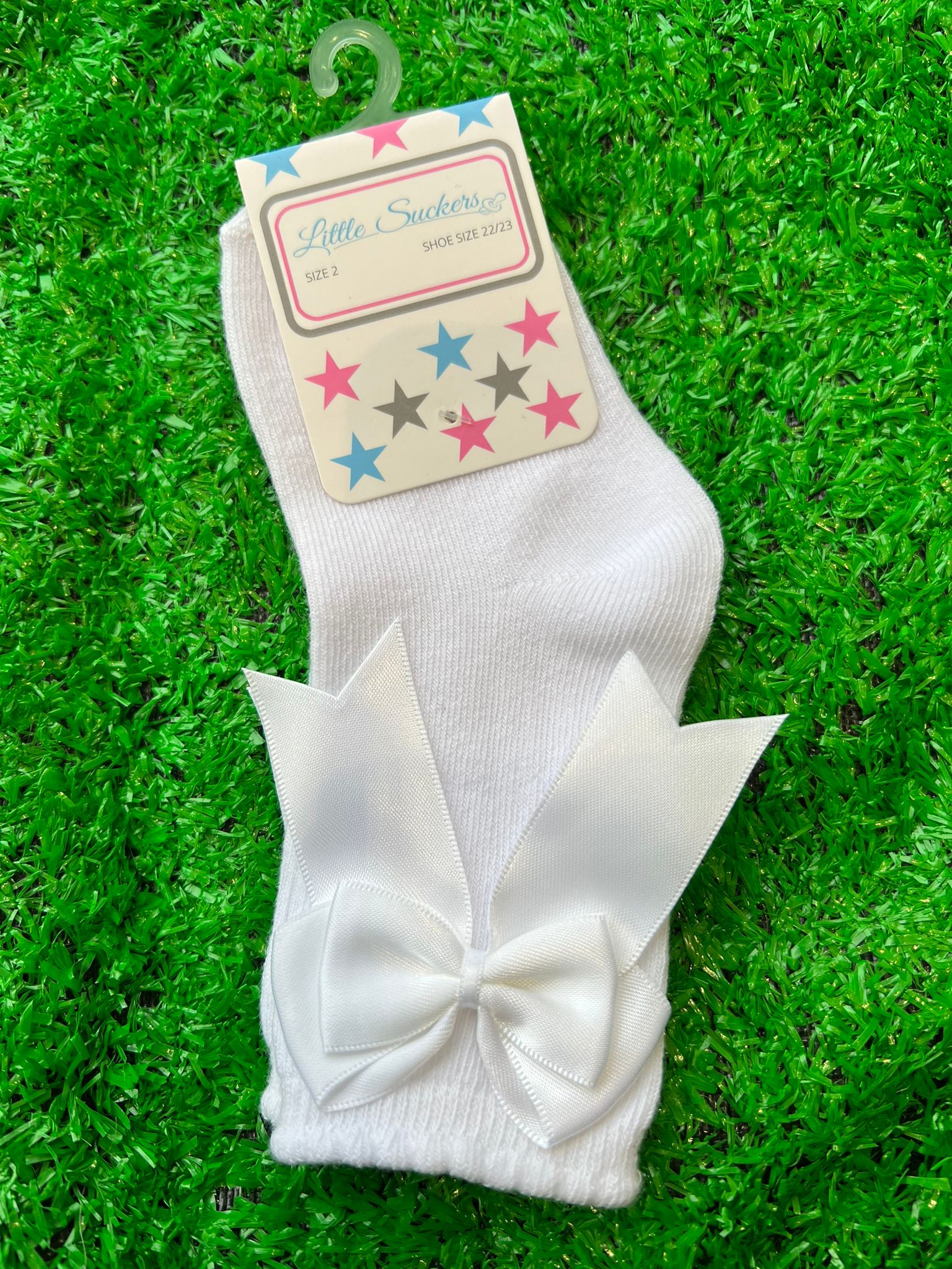 White bow ankle sock – Little Suckers Childrens Clothing